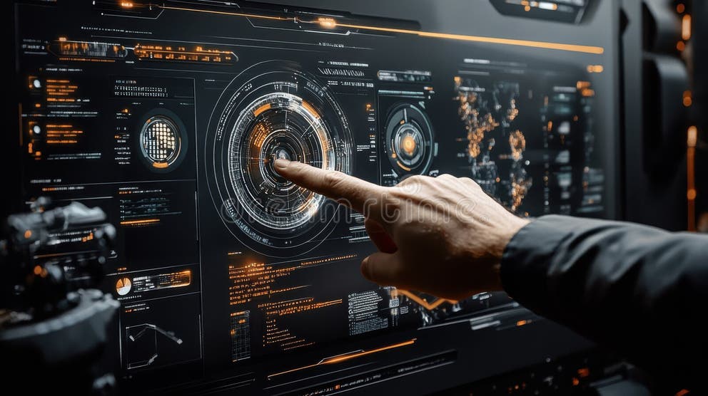 Futuristic Interactive Touchscreen Interface with Advanced Digital ...