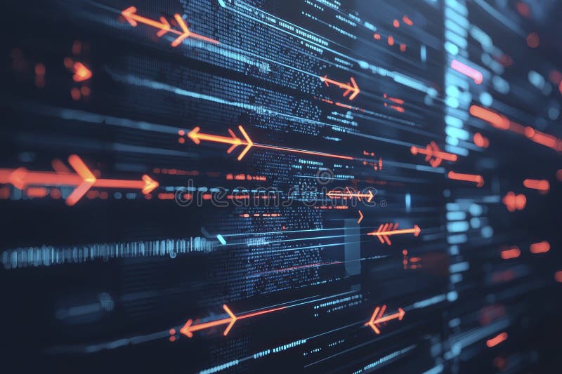 Futuristic Interface with Arrows Illustrating Data Flow Stock Image ...
