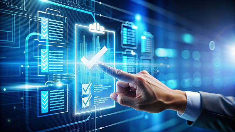 Futuristic Interface Depicts Successful Data Management and Digital ...