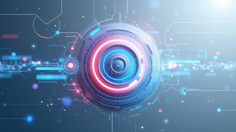 Futuristic Interface Design with Glowing Circular Central Hub and High ...