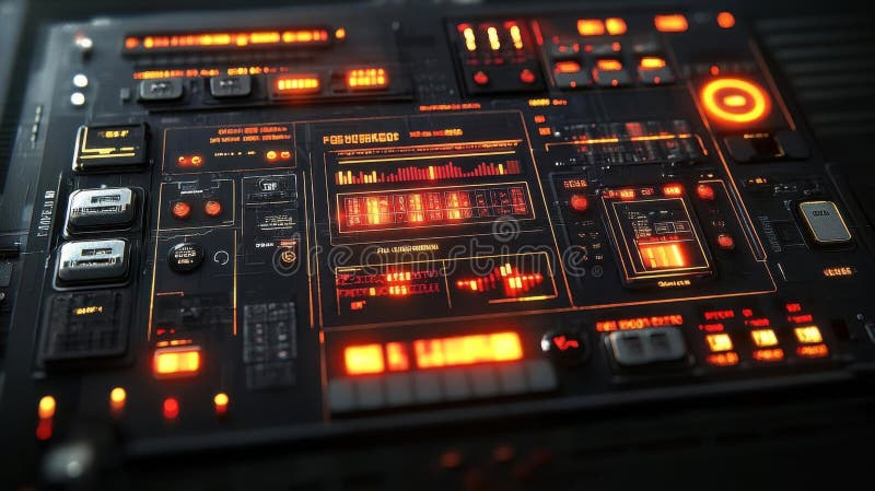 Futuristic Interface Design, Red HUD Stock Image - Image of cyberpunk ...