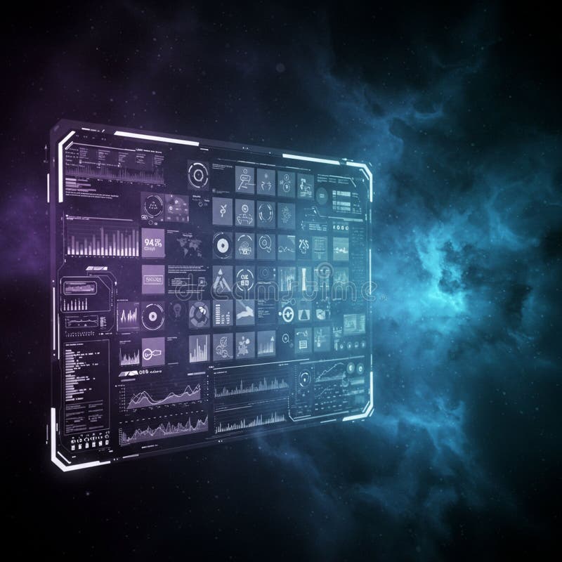 A Futuristic Interface with Digital Data Displays, Charts, and Diagrams ...