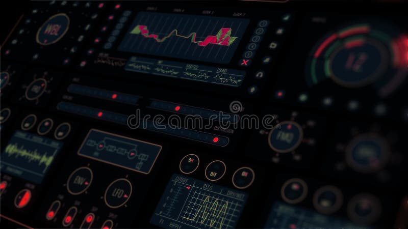 Perspective Blue Mission Control Center Monitor with Indicators and ...