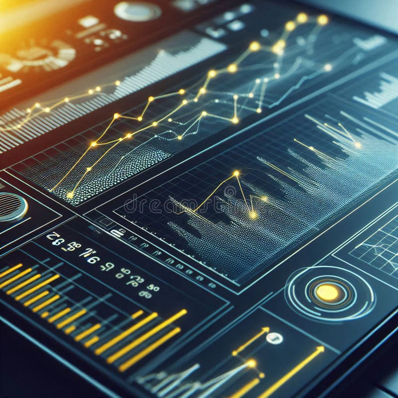 Futuristic Interface with Digital Waveforms and Graphs. Generative AI Stock Illustration ...