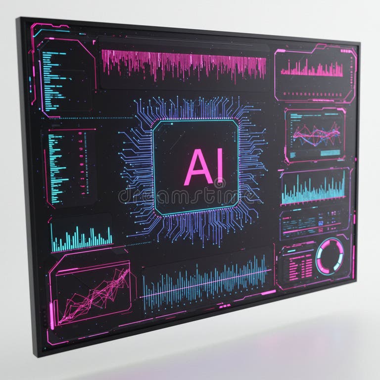 Uturistic Interface Display Featuring a Central Microchip Design ...