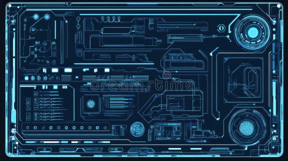 Futuristic Interface Display High-Tech Blueprint of Intricate System ...