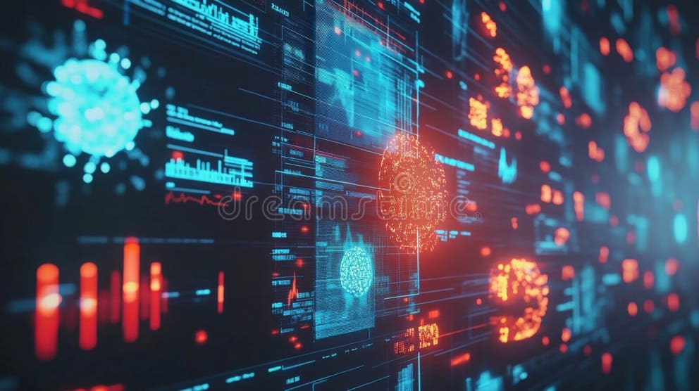 Futuristic Interface Displaying Complex Data Analysis and Global ...