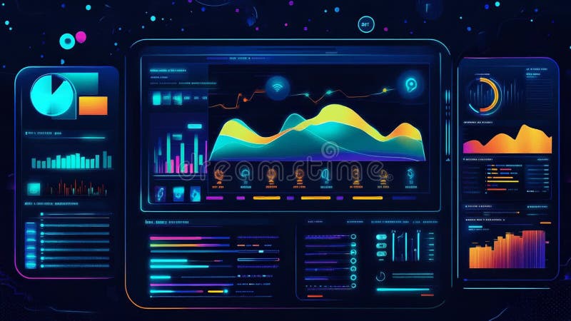 Futuristic Interface Displaying Complex Data Analysis and Performance Metrics Stock Footage ...