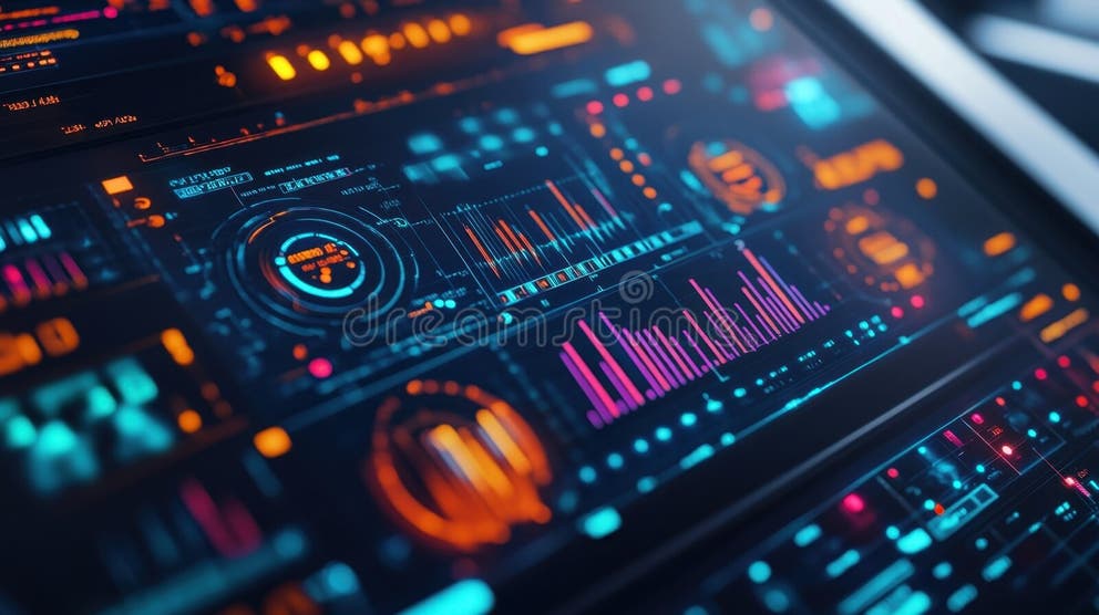 Futuristic Interface Displaying Complex Data Analysis And Processing