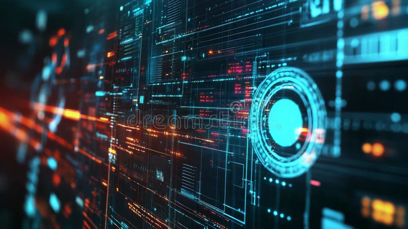 Futuristic Interface Displaying Complex Data Analysis and Processing ...