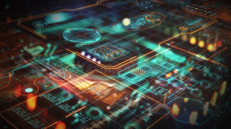 Futuristic Interface Displaying Complex Data Analysis And Processing