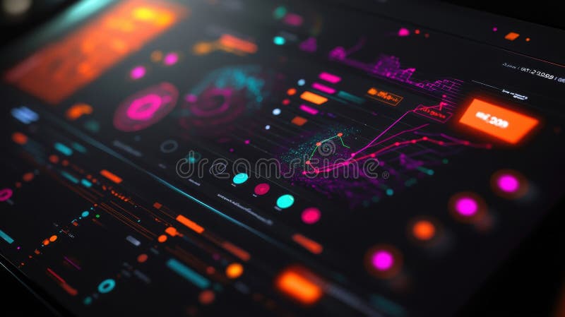 Futuristic Interface Displaying Complex Data Analysis and Statistics Stock Image - Image of ...
