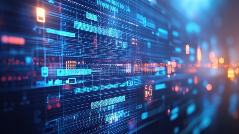 Futuristic Interface Displaying Complex Data Streams for Cyber Security Analysis Stock Image ...