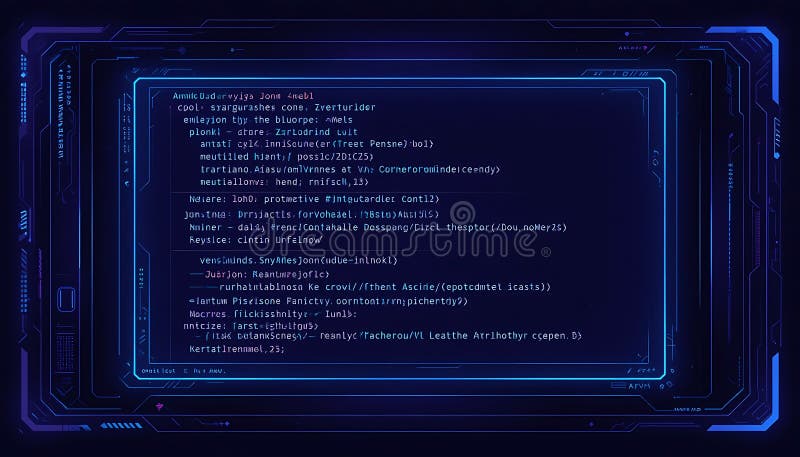 Futuristic Interface Displaying Encrypted Code with a Blue Glowing ...