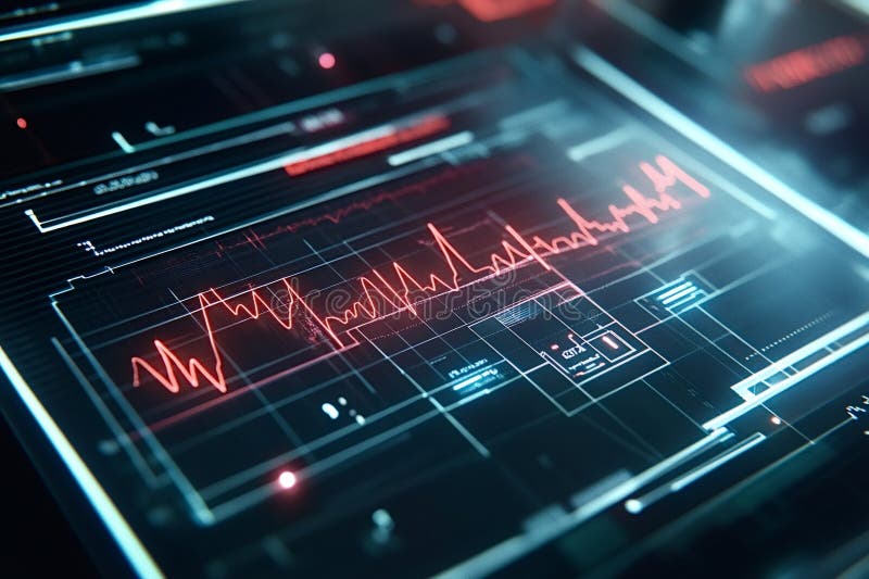 Futuristic Interface Displaying Vital Signs in Red on a Grid Stock ...