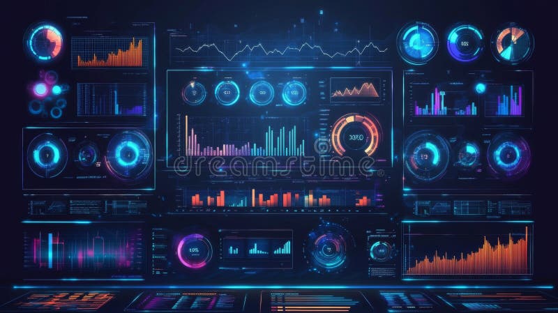 124 Futuristic Interface Displaying Various Data Visualizations Charts Stock Photos - Free ...