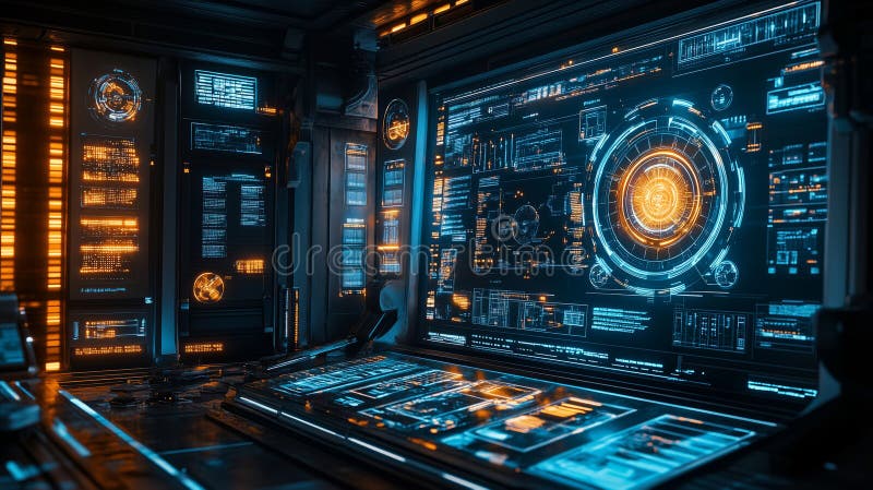 A Futuristic Interface Displays Complex Data Related To Quantum Cryptography Stock Image - Image ...