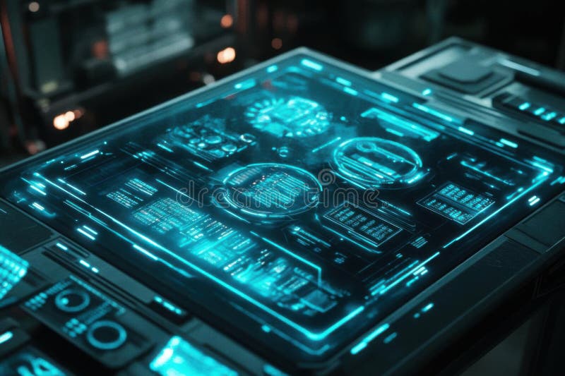 Futuristic Interface, Displays Data with Neon Glows, Sci-Fi Concept ...