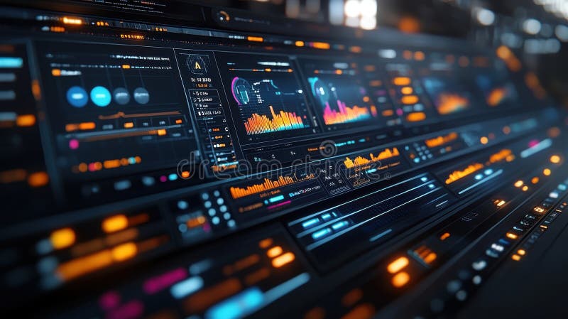 A Futuristic Interface Displays Dynamic Analytics, Charts, and Data ...