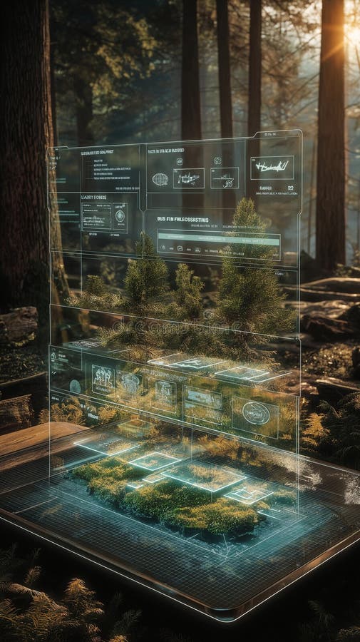 Augmented Reality Interface Showing Forest Ecosystem Analysis Data Stock Illustration ...