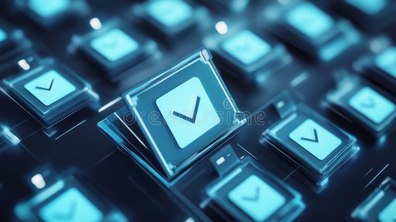 Modern Digital Interface Featuring Glowing Checkmark Buttons in a Sleek ...