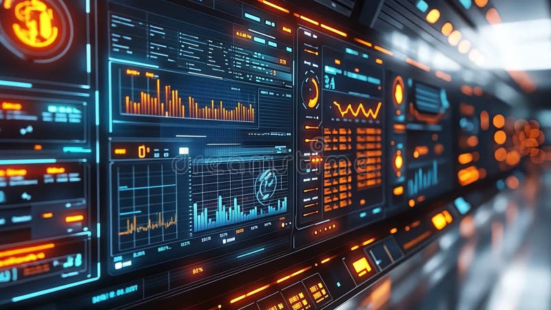 Futuristic Interface Featuring Glowing Elements and Vibrant Data ...