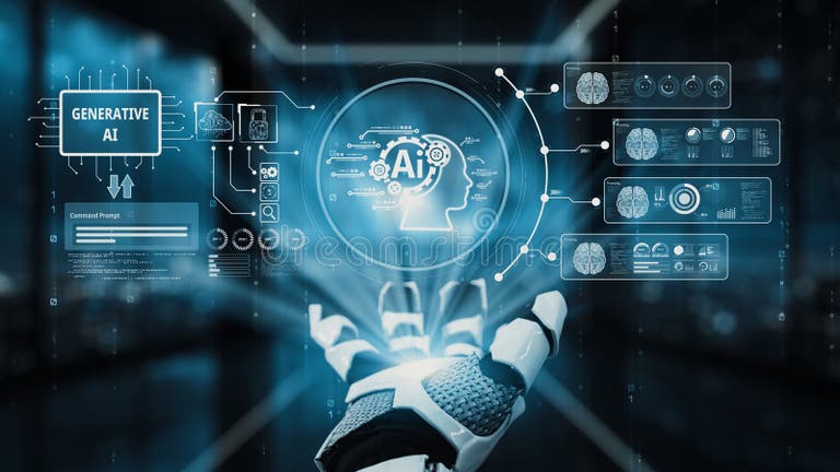 Futuristic Interface of Generative AI with Robotic Hand Manipulating ...