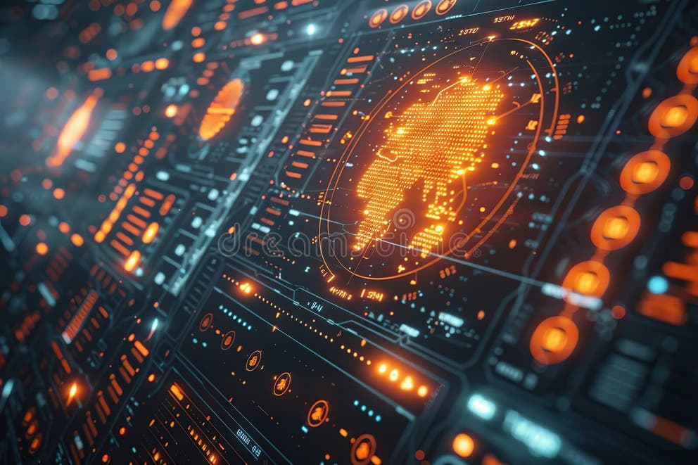 Futuristic Interface with Global Data Visualization Stock Illustration - Illustration of global ...