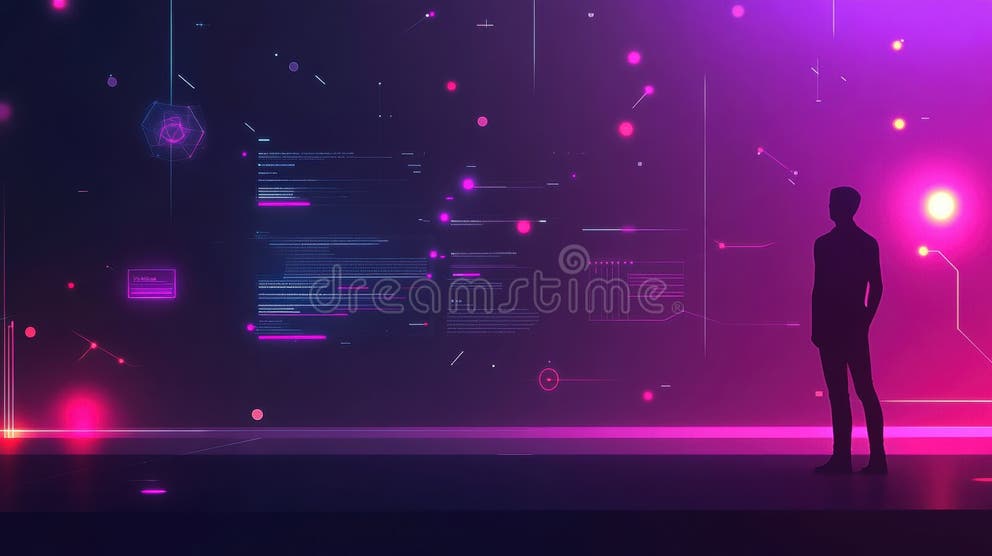 Futuristic Interface with Glowing AI Analytics and Human Interaction in ...