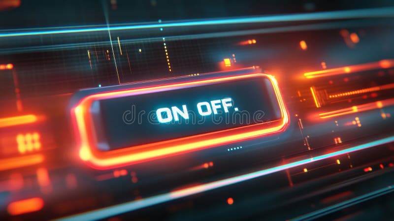 Futuristic Interface with Glowing on-off Button for Technology and ...