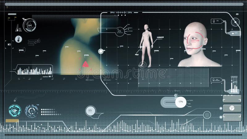 Futuristic Interface HUD and Humanoid Figures Stock Video - Video of ...