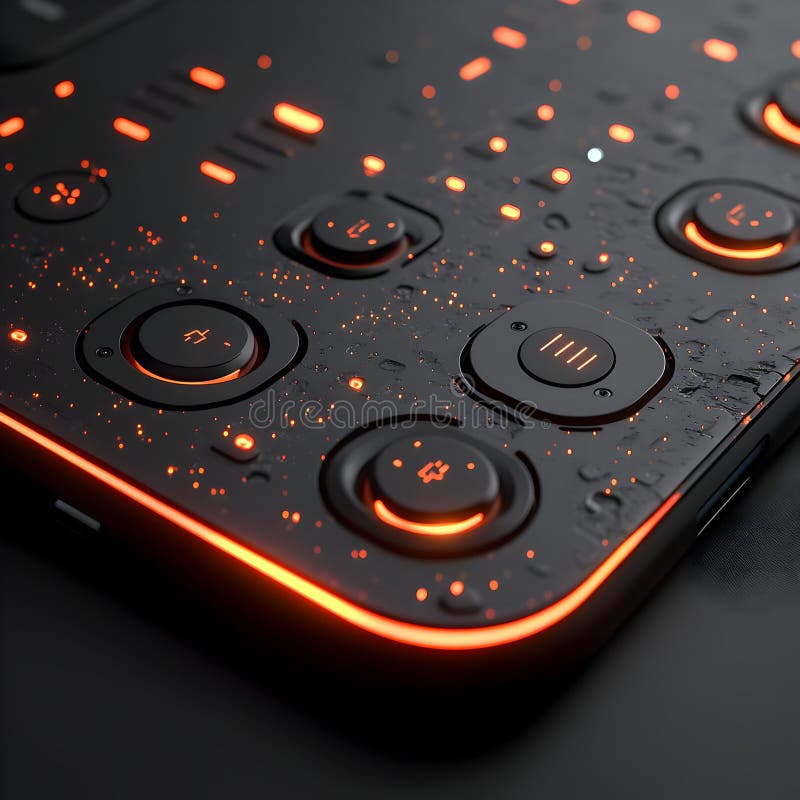 Futuristic Interface with Orange Glowing Buttons 3D Illustration Stock ...