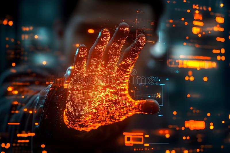 AI Digital Hand stock illustration. Illustration of augmented - 377982036