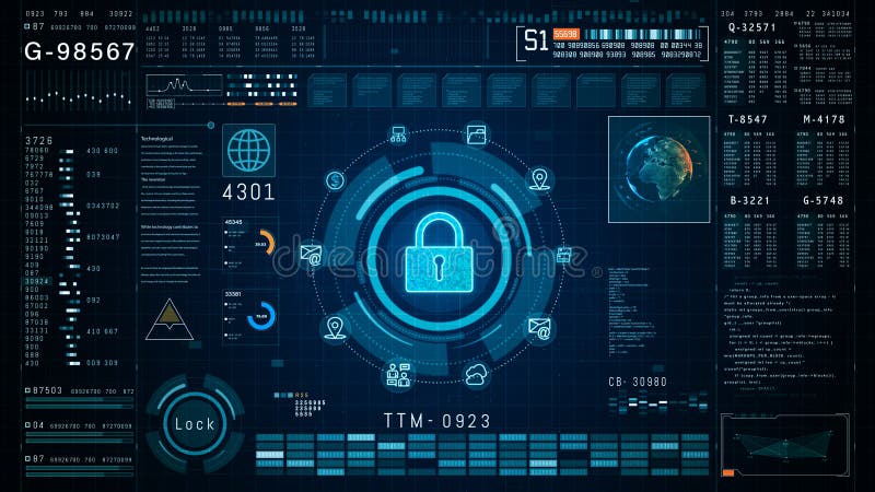 Futuristic Interface Showcasing a Digital Encryption Lock, Surrounded ... Futuristic Interface Showcasing a Digital Encryption Lock, Surrounded ...