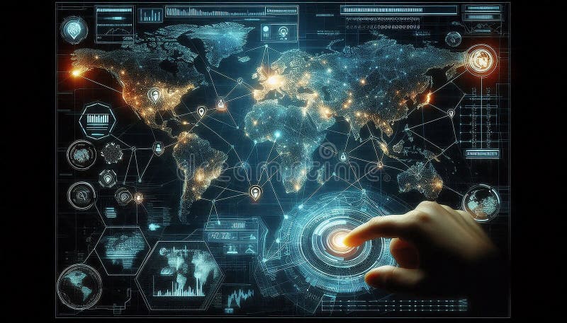 Interactive Global Network Visualization Concept Stock Illustration ...