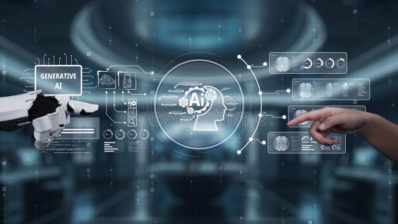 Futuristic Interface Showing Human Interaction with Generative AI ...