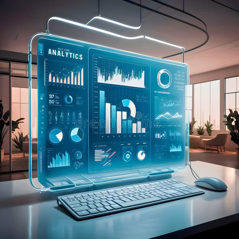 Futuristic Interface in Smart Office. Modern Smart Office Featuring a ...