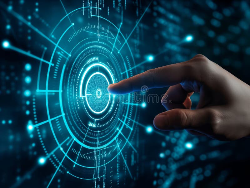 Hand Interacting with Futuristic Digital Interface Stock Image - Image ...