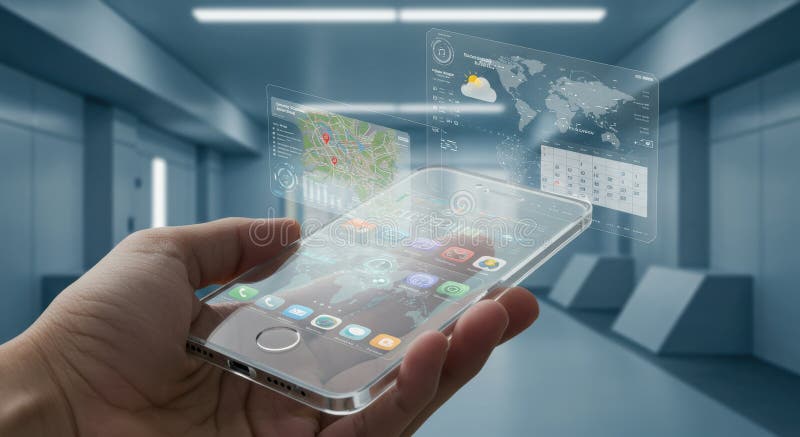 Futuristic Interface: Transparent Smartphone with Interactive ...