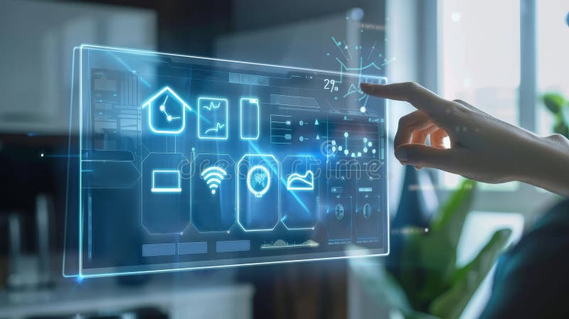 Futuristic Interface on Virtual Screen of Smart Home Stock Image ...