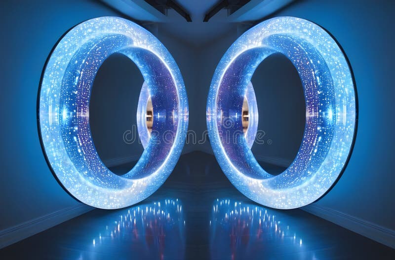 Futuristic Interior Abstract Mirror and Light with Symmetrical Square ...