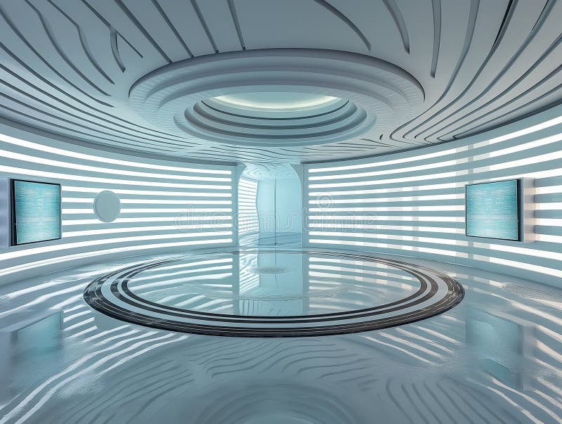 Futuristic Interior Design with Circular Patterns and Soft Light Stock ...
