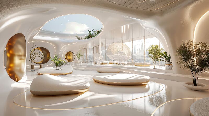 Futuristic Interior Design of an Elegant Spa Lounge with Natural Light ...