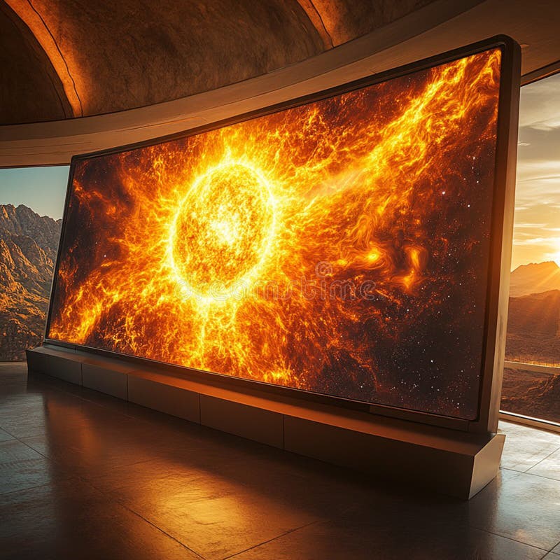 Futuristic Interior Design Featuring Massive Display Screen Showcasing ...