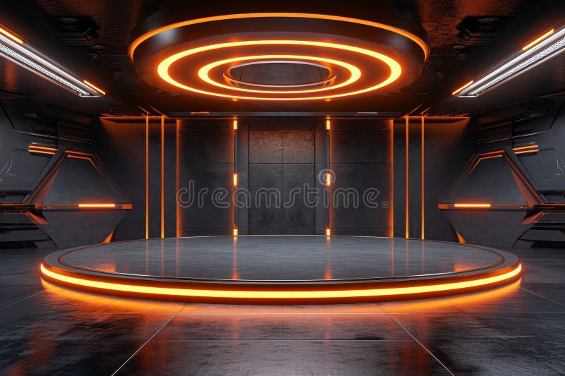 Futuristic Interior Design of a High-tech Room with Glowing Elements ...