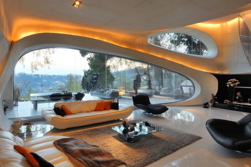 Futuristic Interior Design Showcasing Innovative Furniture and Lighting ...