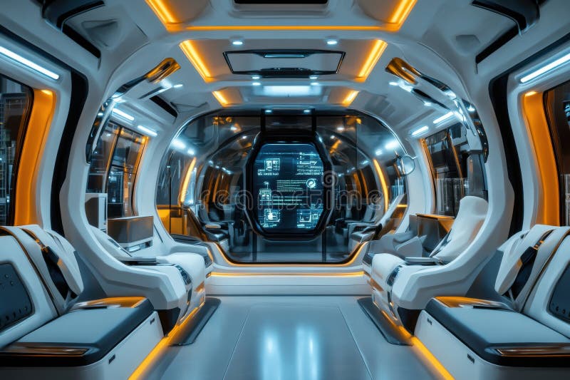 Futuristic Interior Design of a Spacecraft Control Room High-tech ...