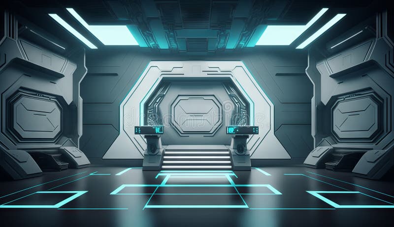 Futuristic Interior with Empty Stage. Modern Future Background ...
