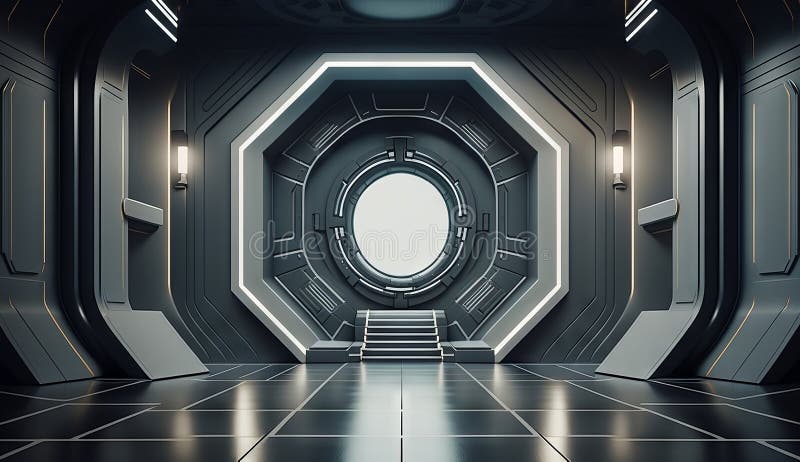 Futuristic Interior with Empty Stage. Modern Future Background ...