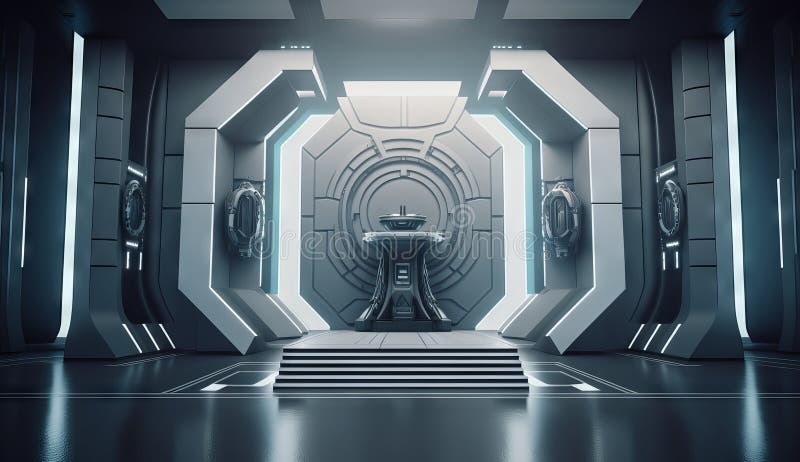 Futuristic Interior with Empty Stage. Modern Future Background ...
